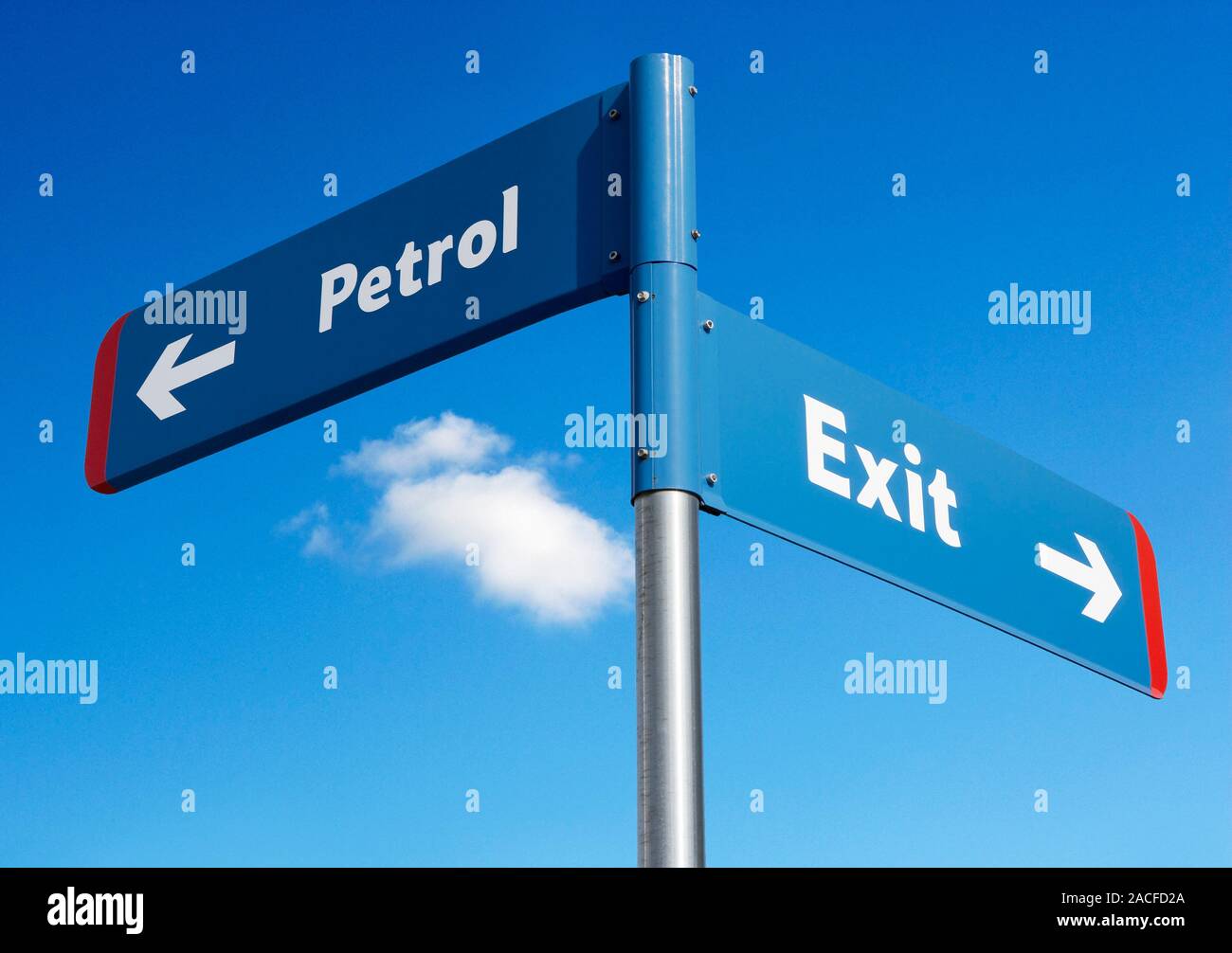 Petrol and exit signs Stock Photo - Alamy