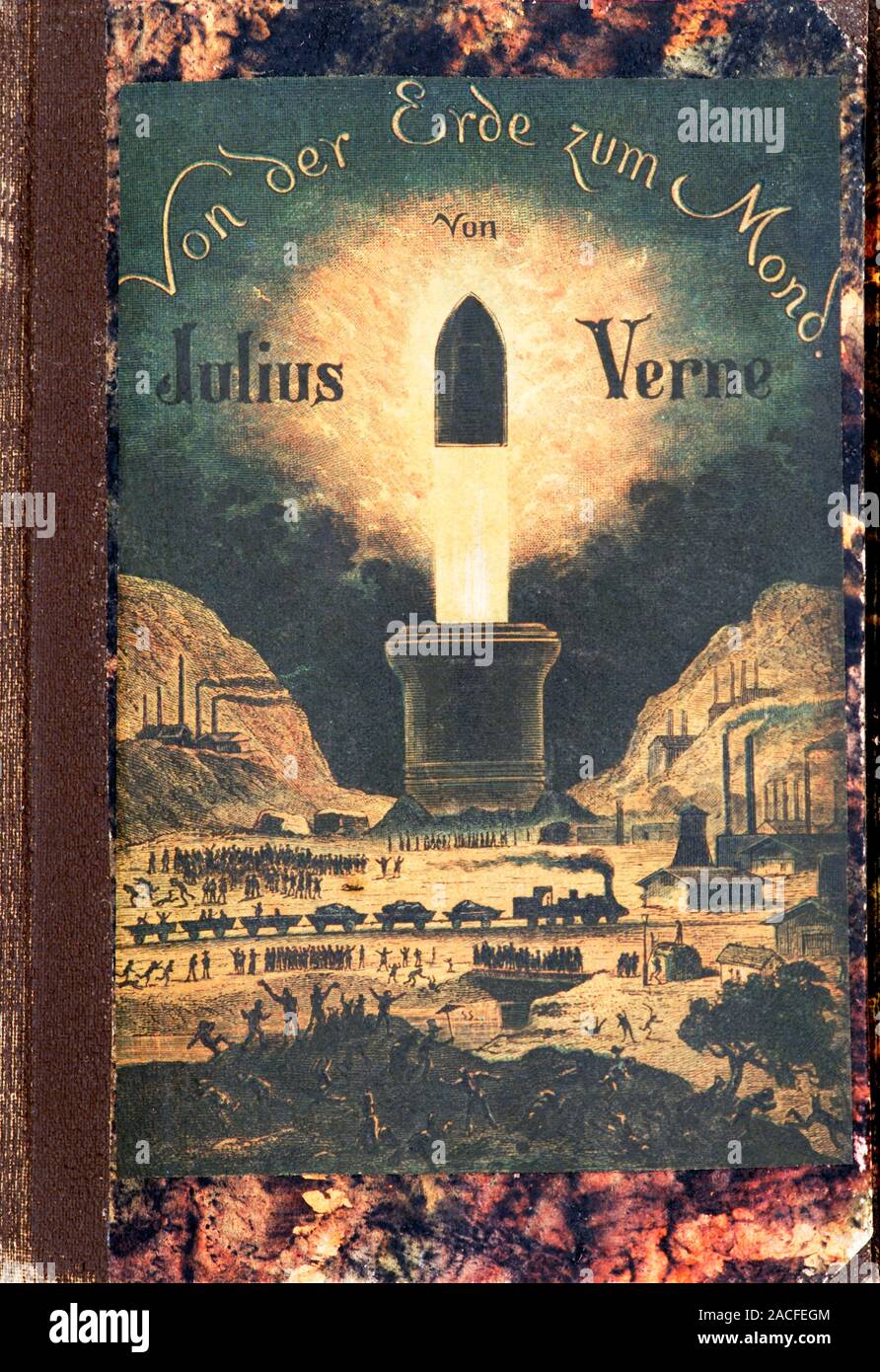 From the Earth to the Moon (1865), book cover artwork. This is the ...