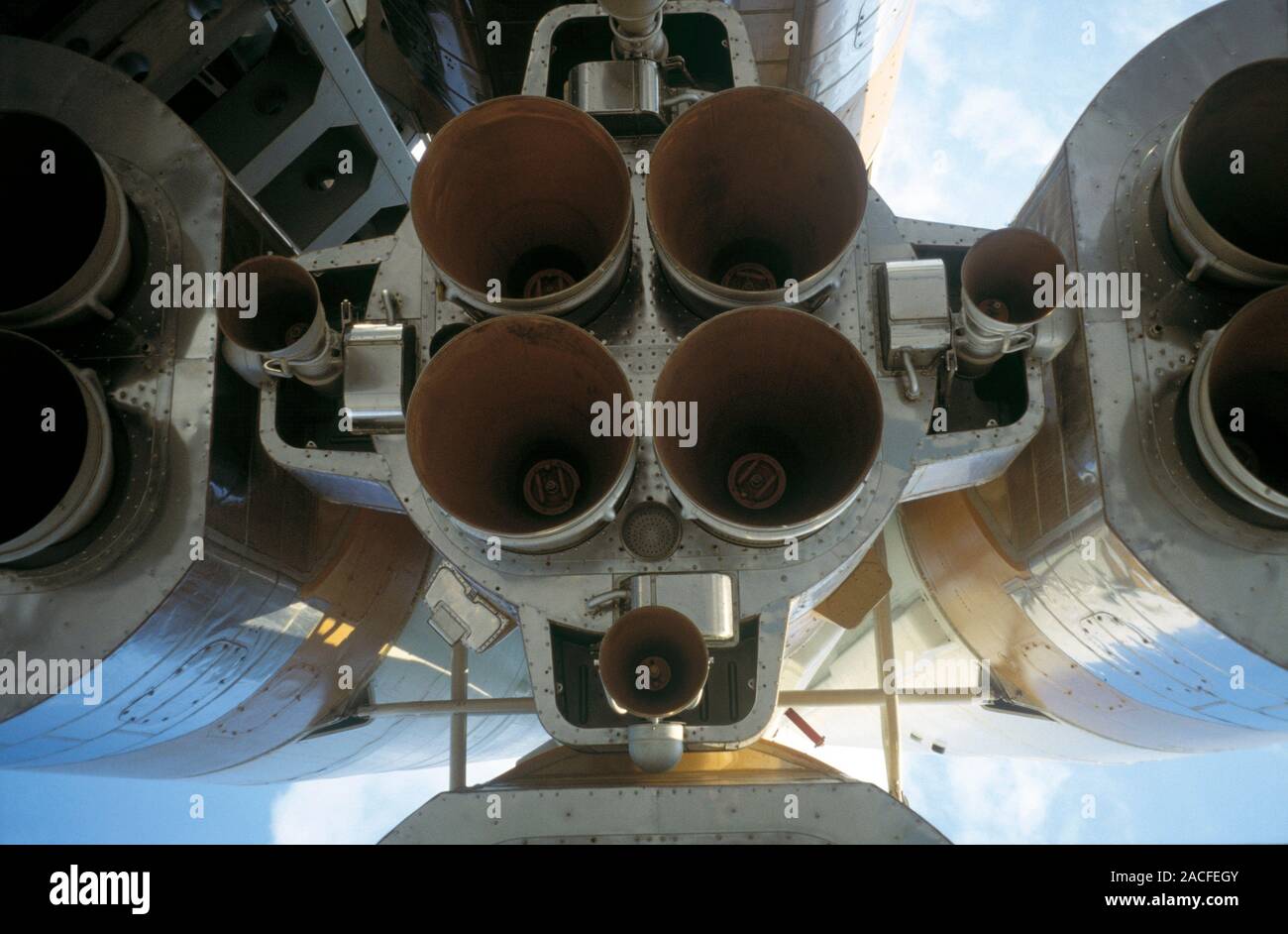 Soyuz rocket nozzles. This Soviet and later Russian launcher, part of ...