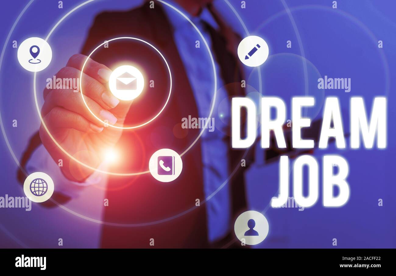 Writing note showing Dream Job. Business concept for An act that is ...