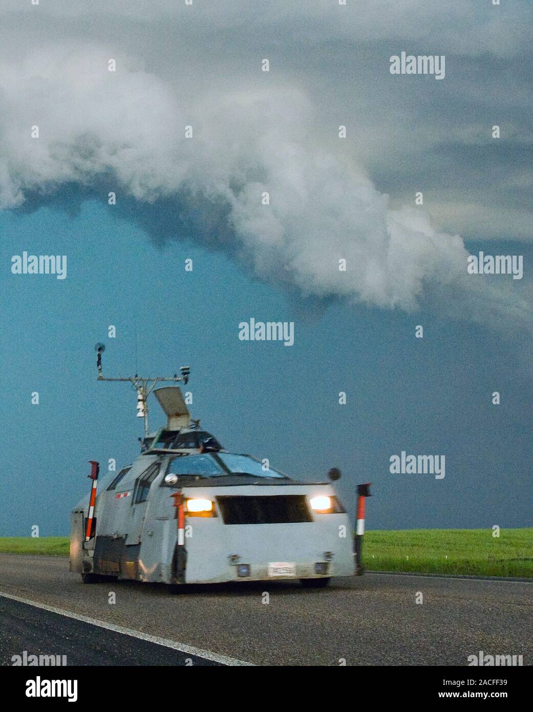 Tornado research. This vehicle, known as a TIV (Tornado Intercept ...