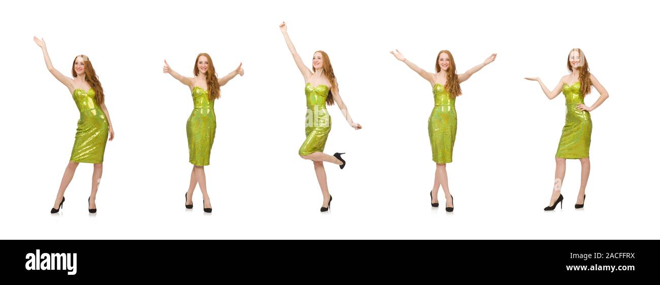 The red hair girl saying hello isolated on white Stock Photo - Alamy