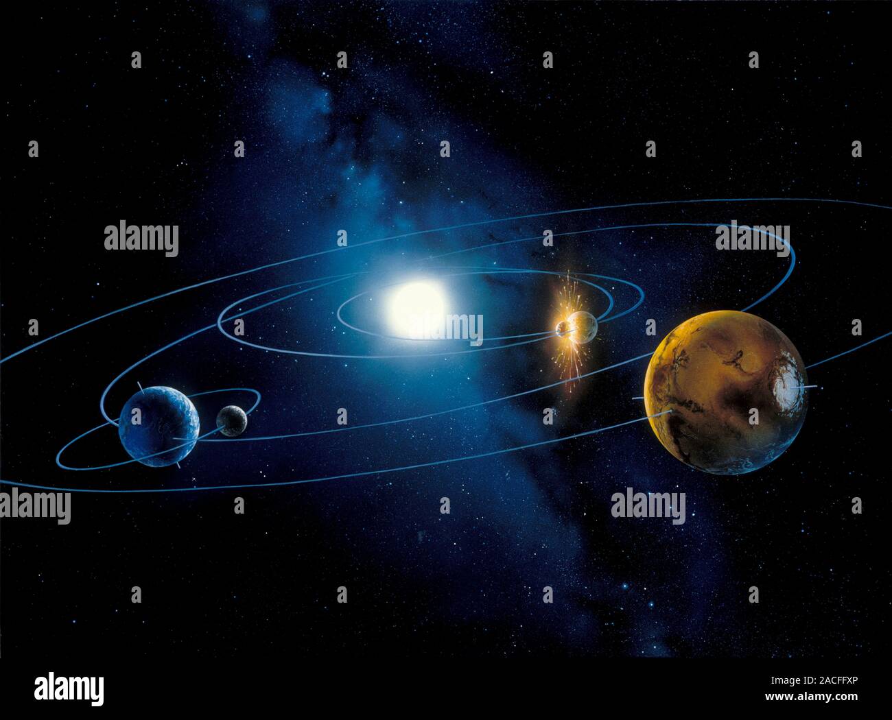 Inner solar system planets, computer artwork. The four planets of the ...