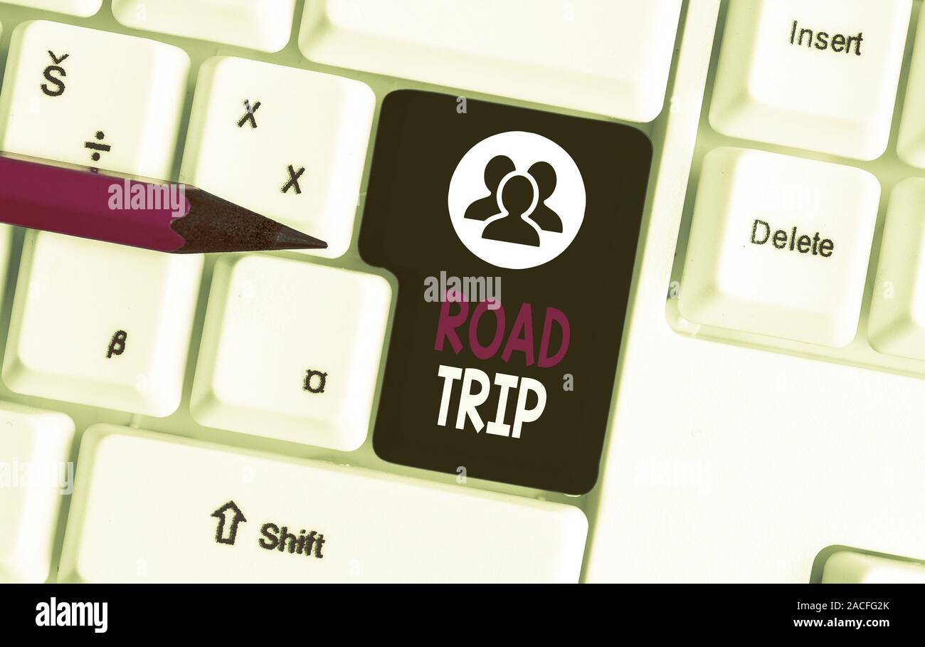 Text sign showing Road Trip. Business photo text Roaming around places ...