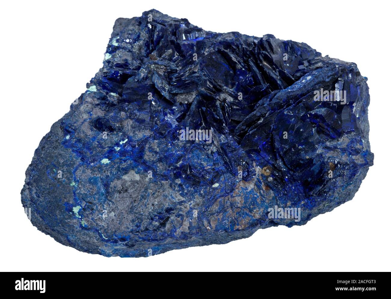 Azurite crystals. Azurite is a hydrated copper carbonate mineral. Its ...