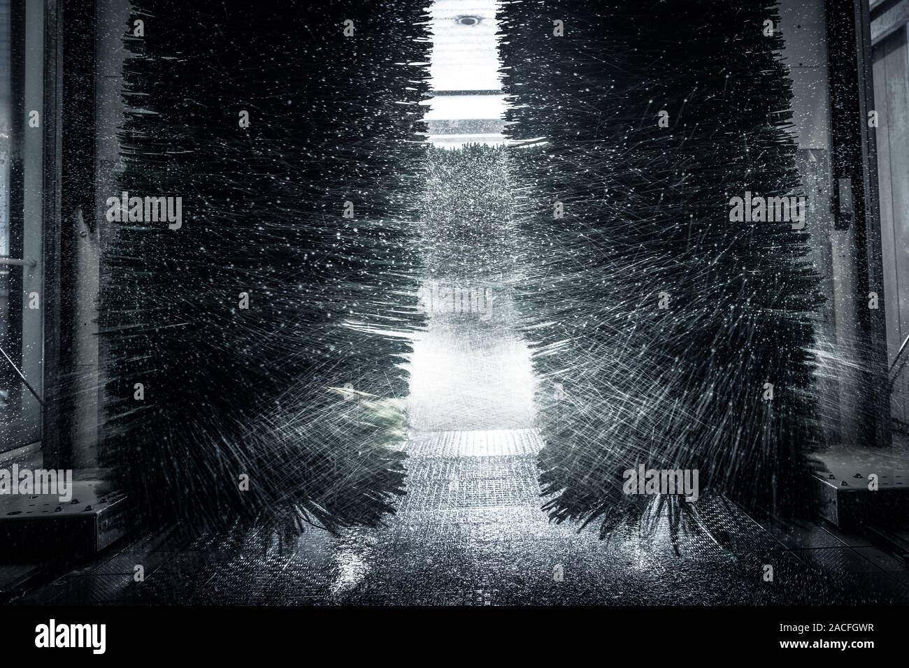 Spinning Automatic Car Wash Brushes. Transportation Industry Equipment ...