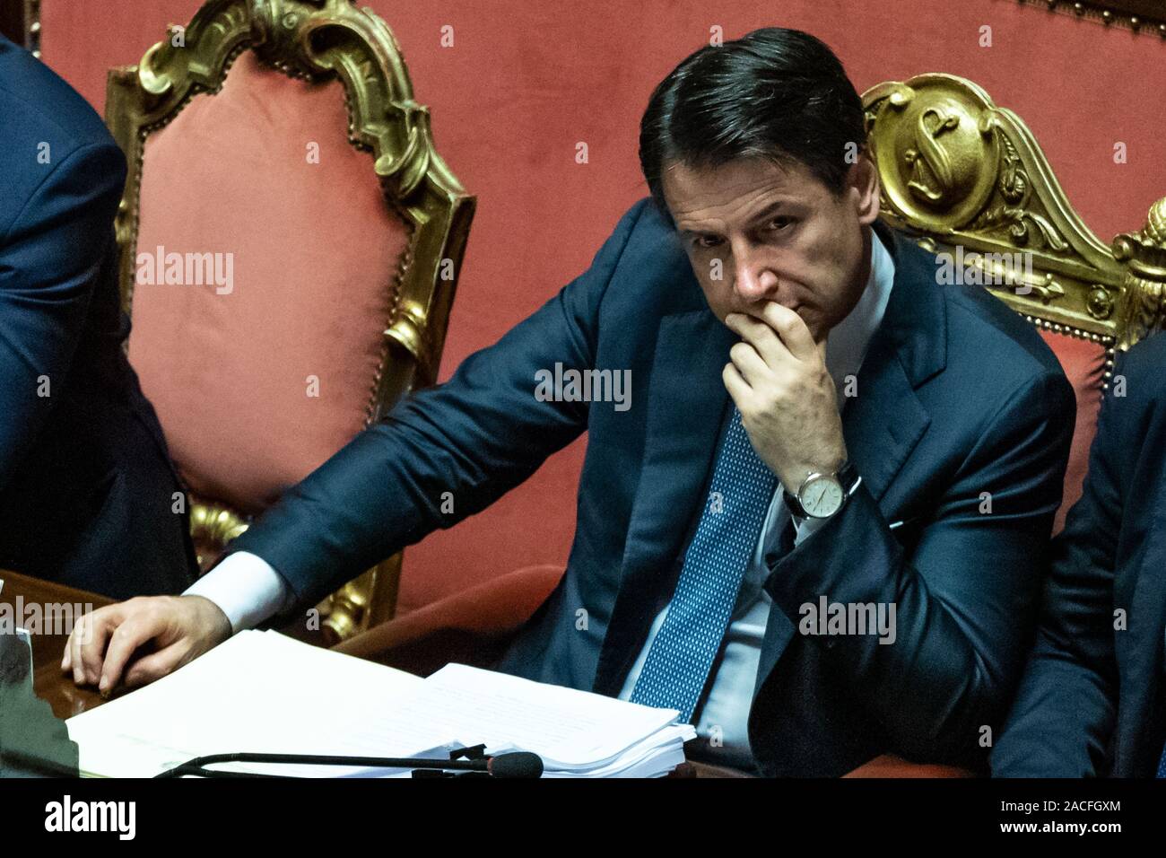 Italian Prime Minister Giuseppe Conte attends the information on ...