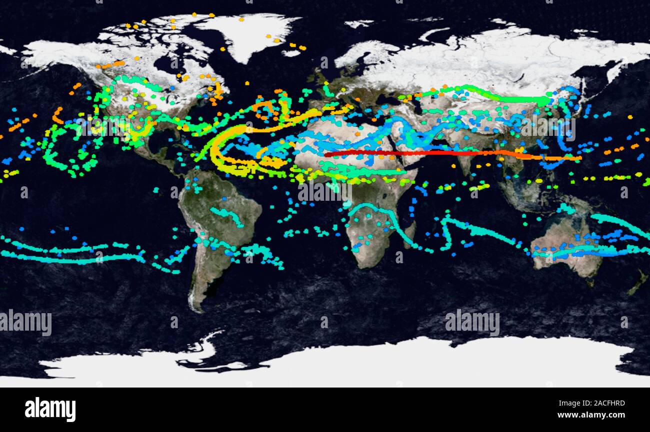 Mount Pinatubo eruption, particle model. Image 5 of 8. Satellite map of ...