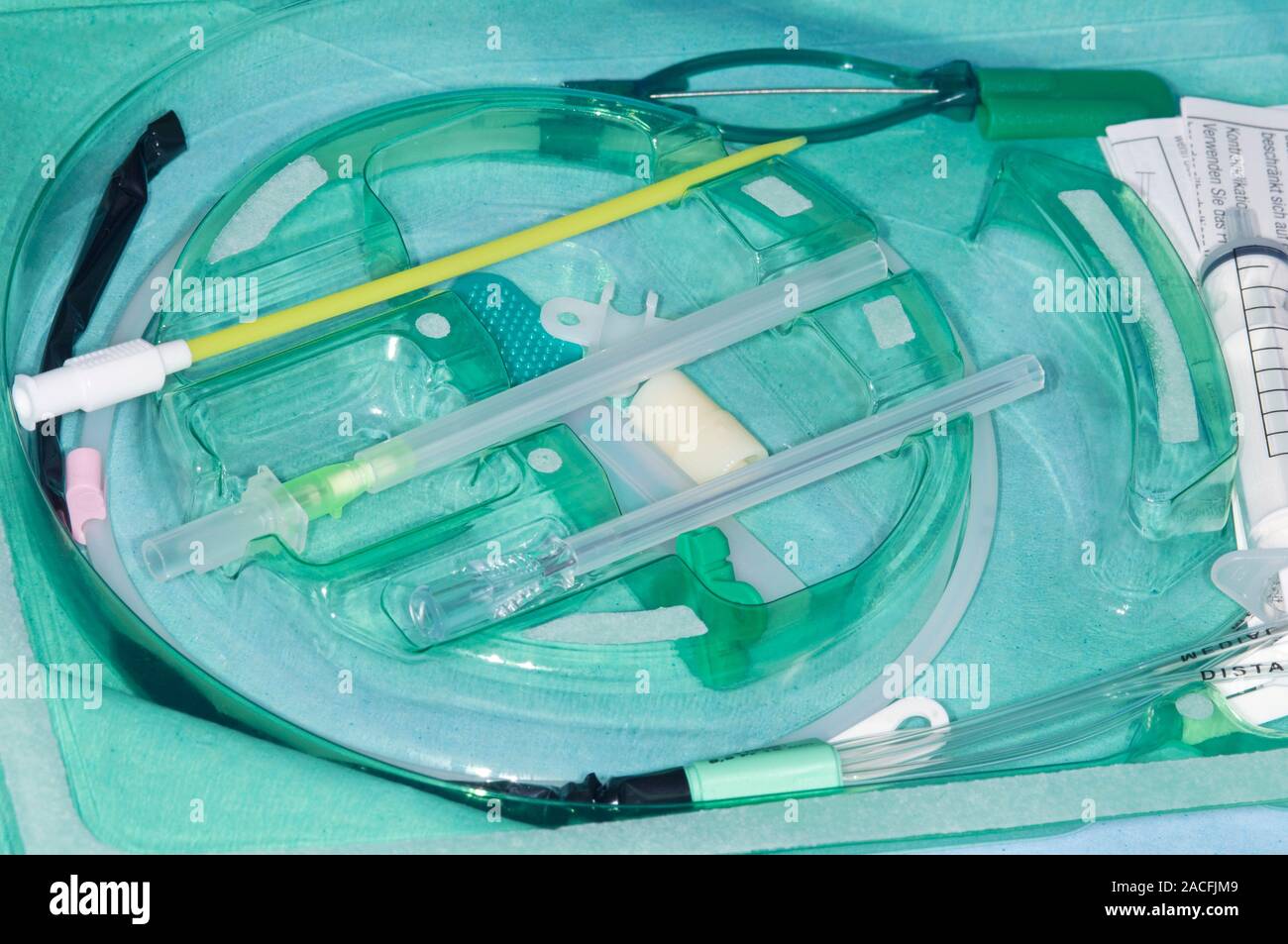 Central line kit. Pre-packaged sterile kit containing everything needed ...