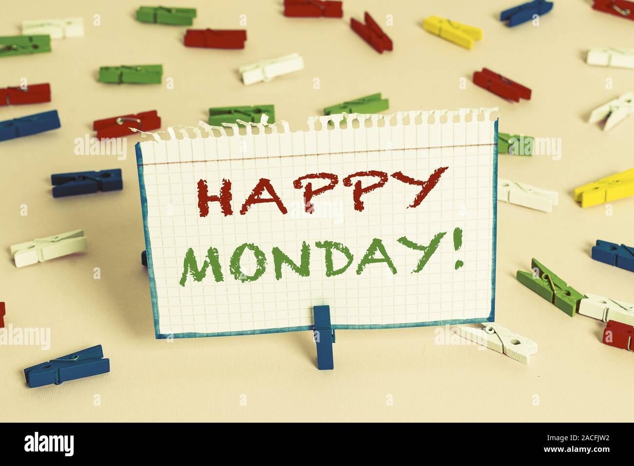 Writing note showing Happy Monday. Business concept for telling that ...