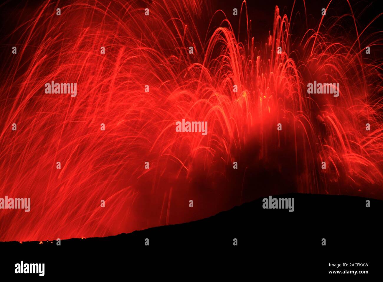 Lava explosion. Time-exposure image of lava from the Kilauea volcano ...