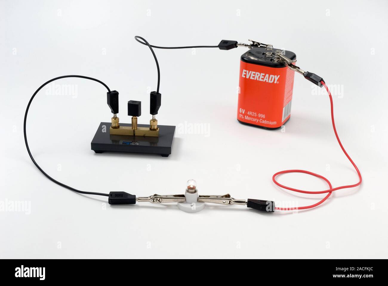 Simple electrical circuit. This circuit consists of a bulb (lower ...