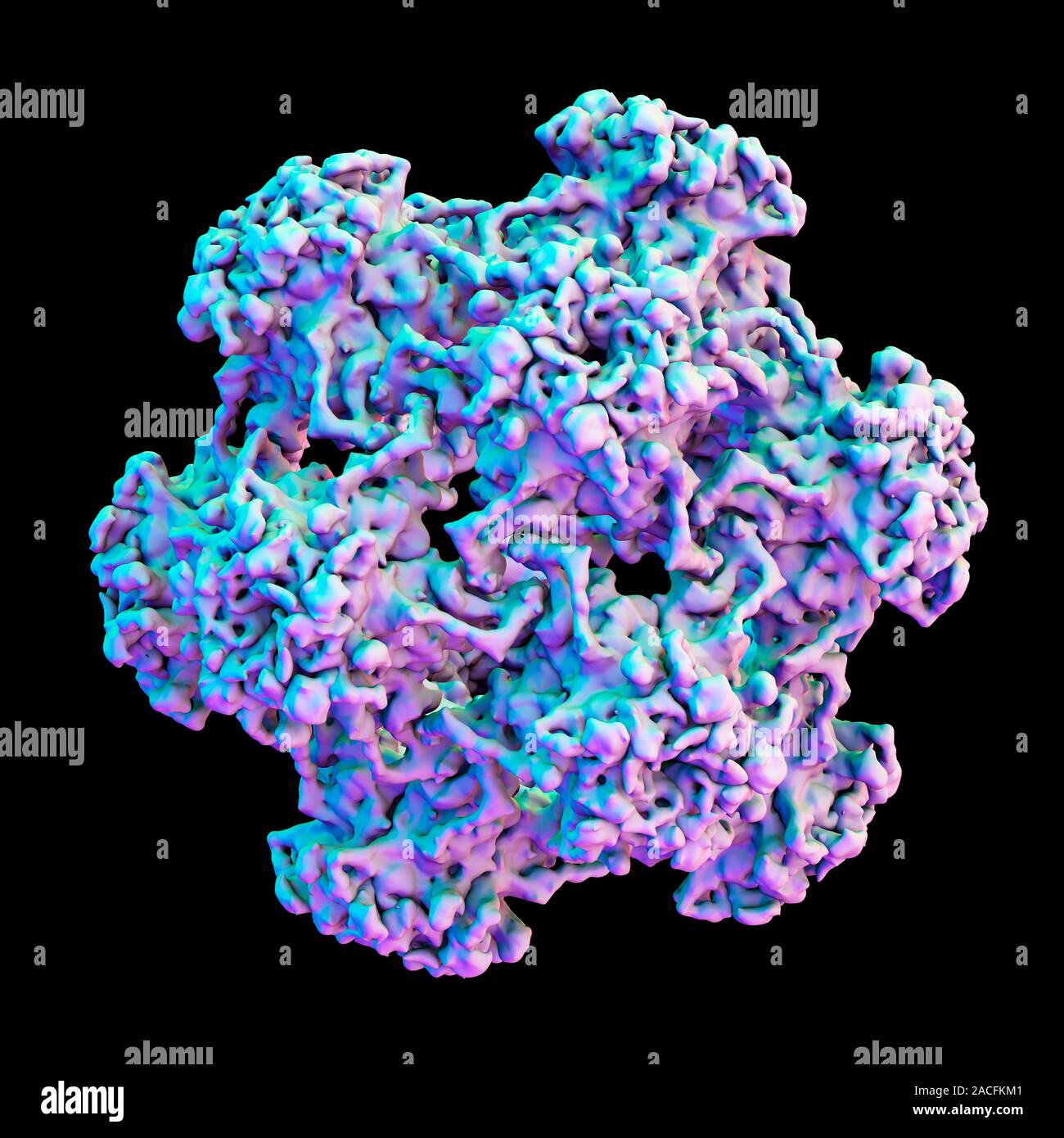 HPV-like particle formed from L1 surface proteins, molecular model. The ...