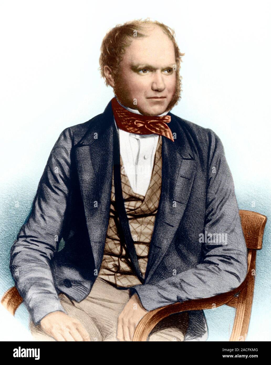 Charles Darwin (1809-1882), British naturalist, at the age of forty ...