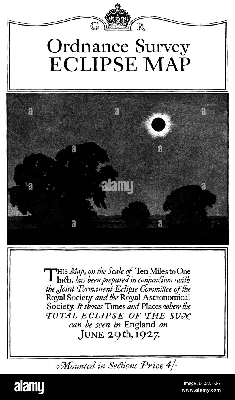 Solar eclipse map. Cover of the map of the total solar eclipse of 29th ...