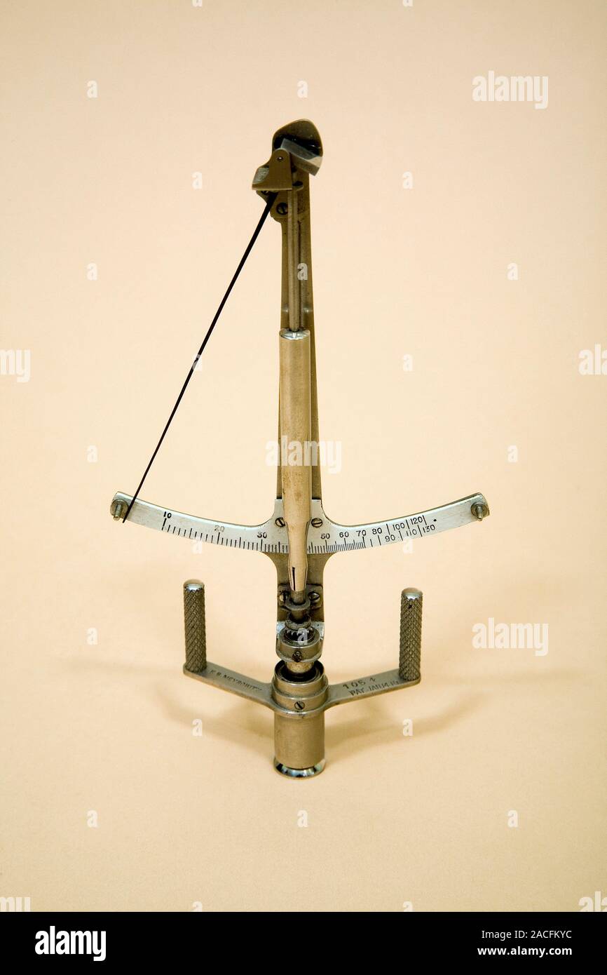Historical indentation tonometer. This device was used by William ...