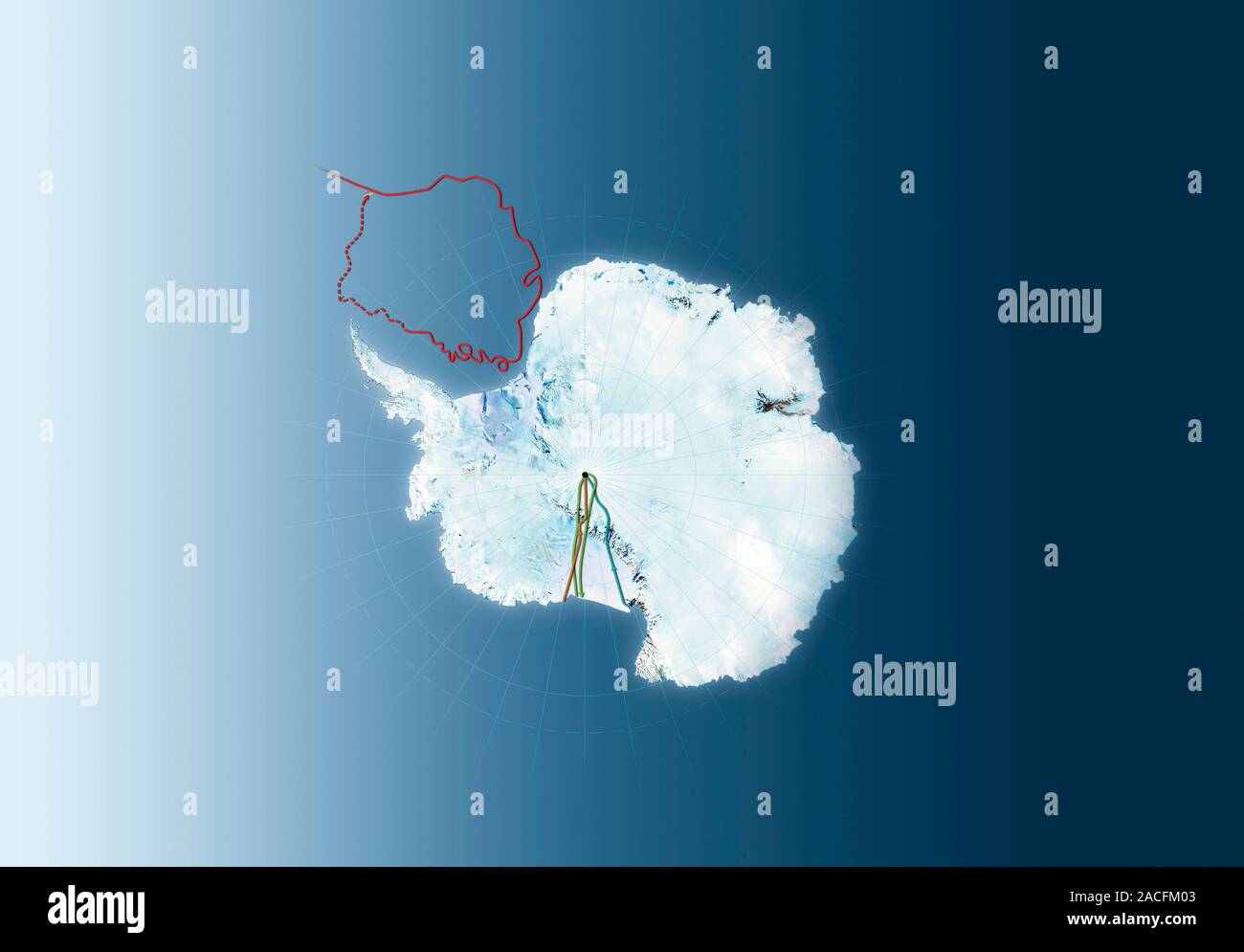 Antarctic exploration. Map of Antarctica showing the routes taken by ...