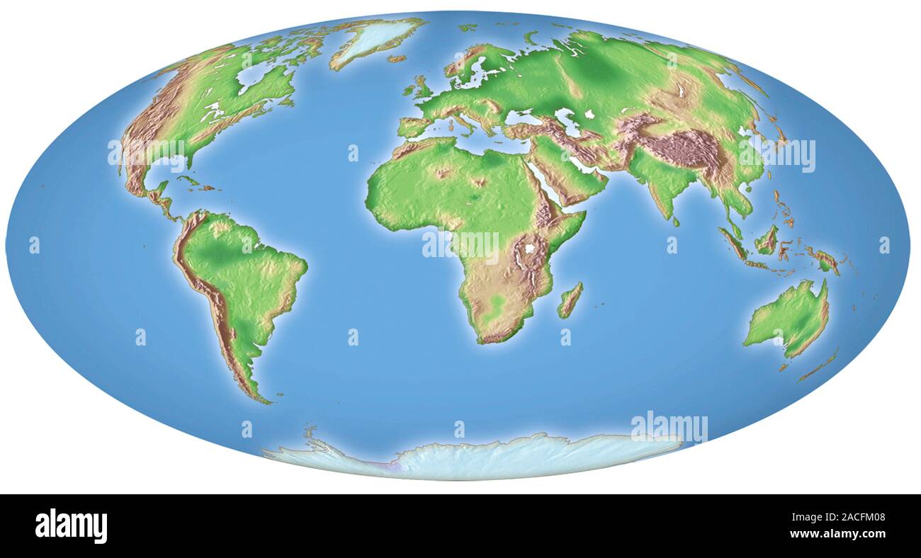Continental drift, modern era. Map of the Earth showing the continents ...