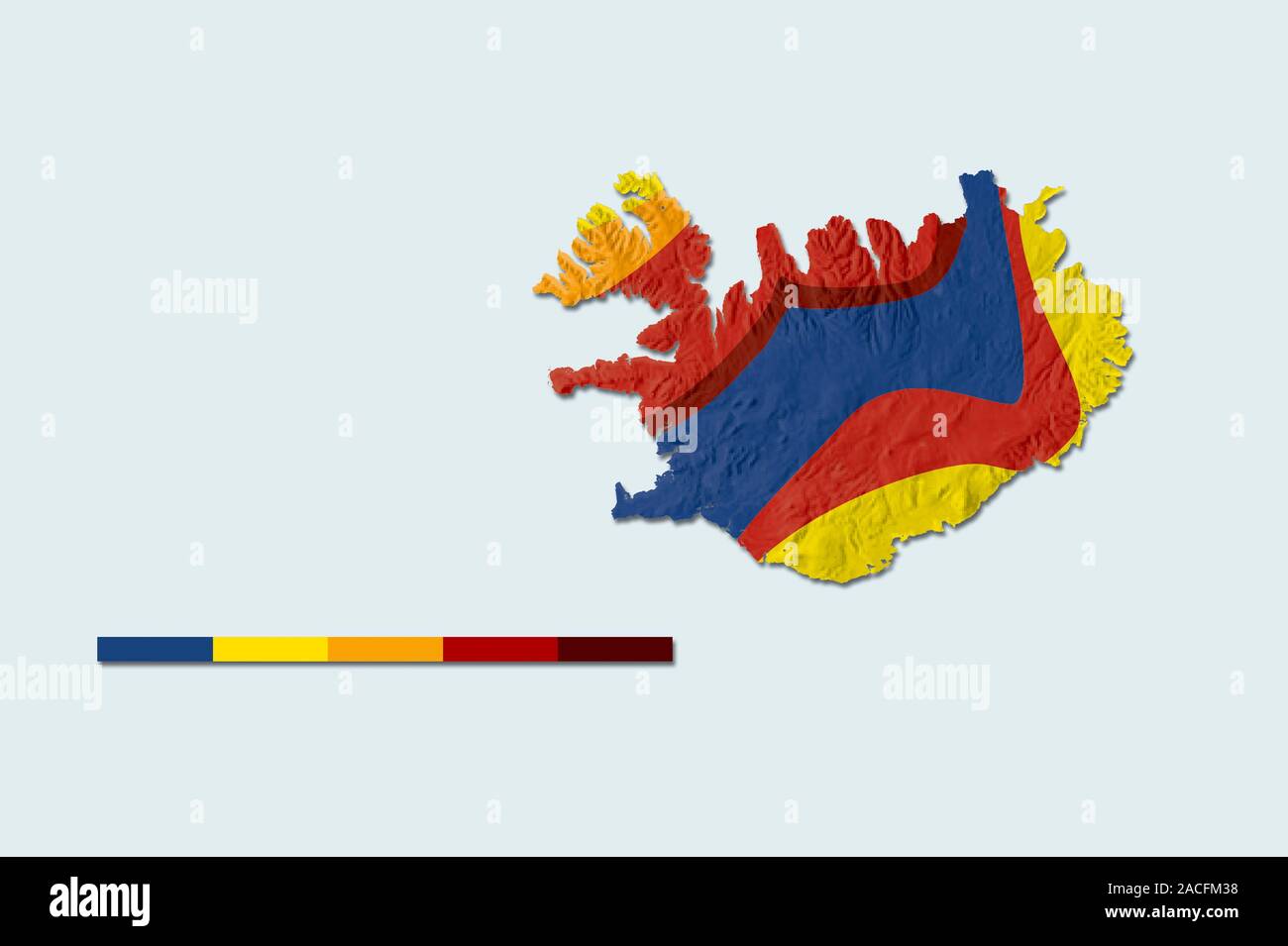 Geothermal mapping, Iceland. Map of iceland, showing the temperature at ...