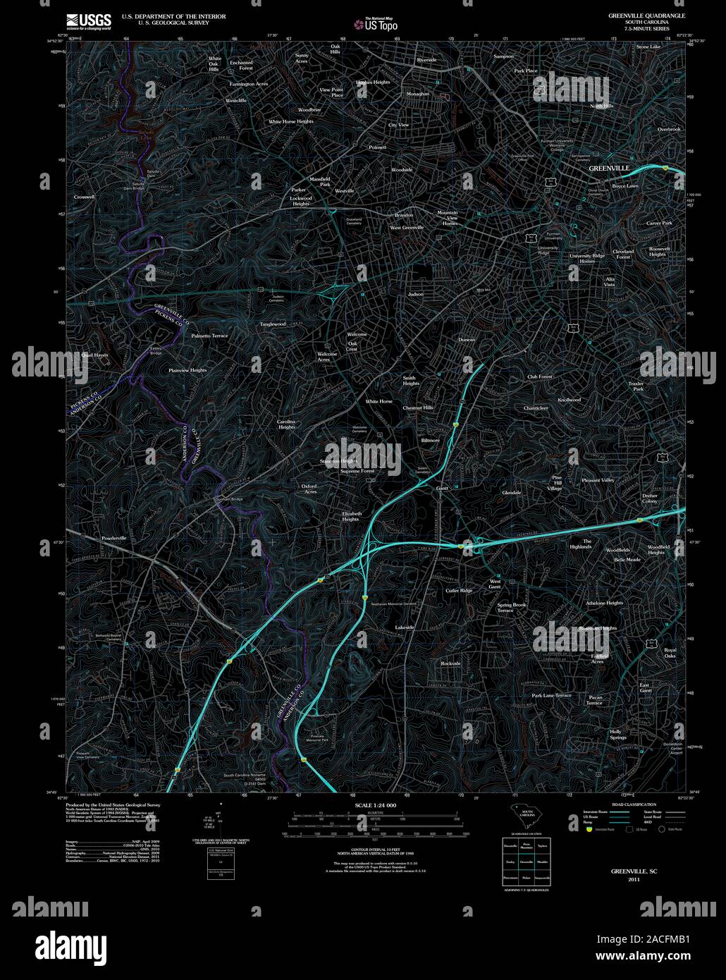 Greenville south carolina map hi-res stock photography and images - Alamy