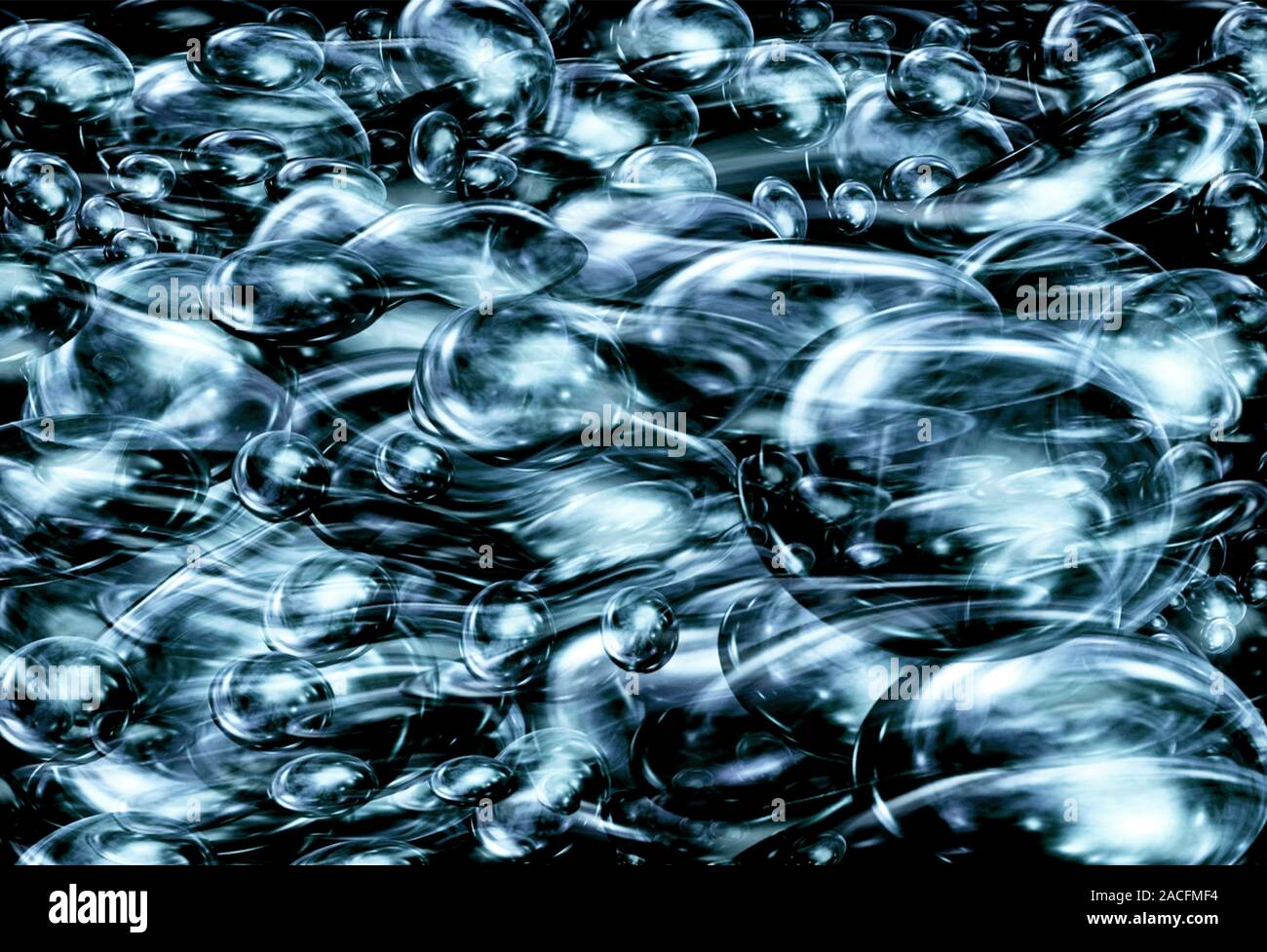 Obsidian bubbles. Artwork of a magnified view of bubbles of volatiles ...