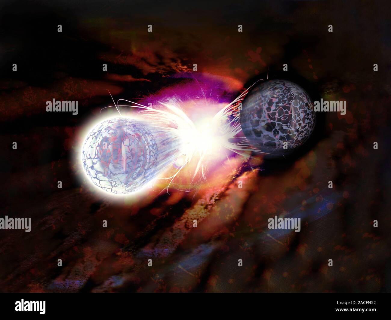 Vacuum fluctuation. Computer artwork showing a particle and an ...