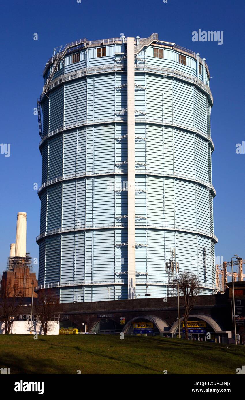 Gas storage tank. These tanks, known as gasholders or gasometers, are ...