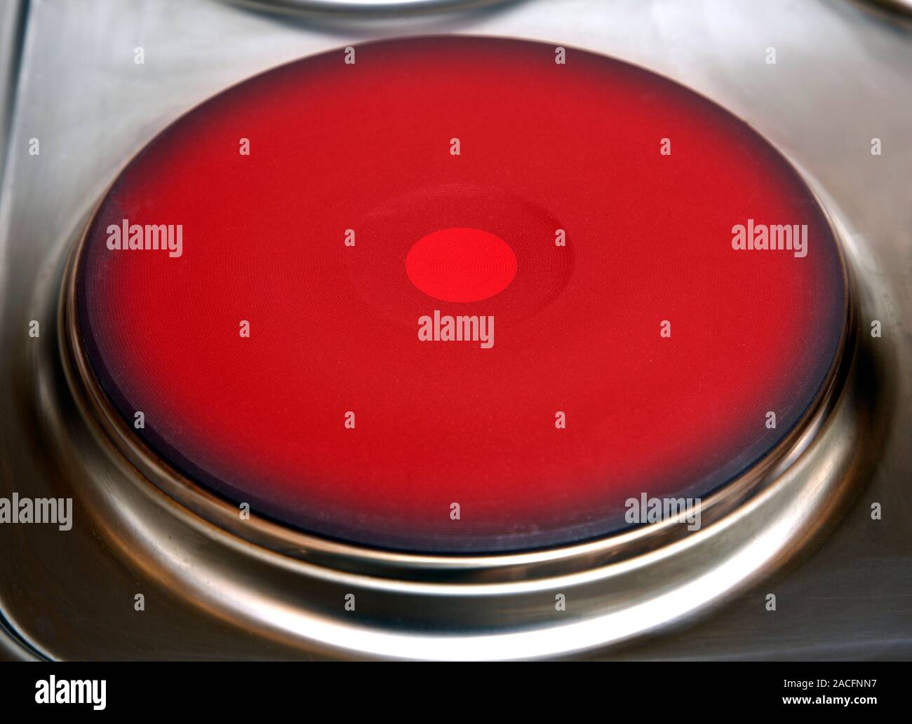 Hot electric hob. This hob glows red to indicate that it is hot Stock ...