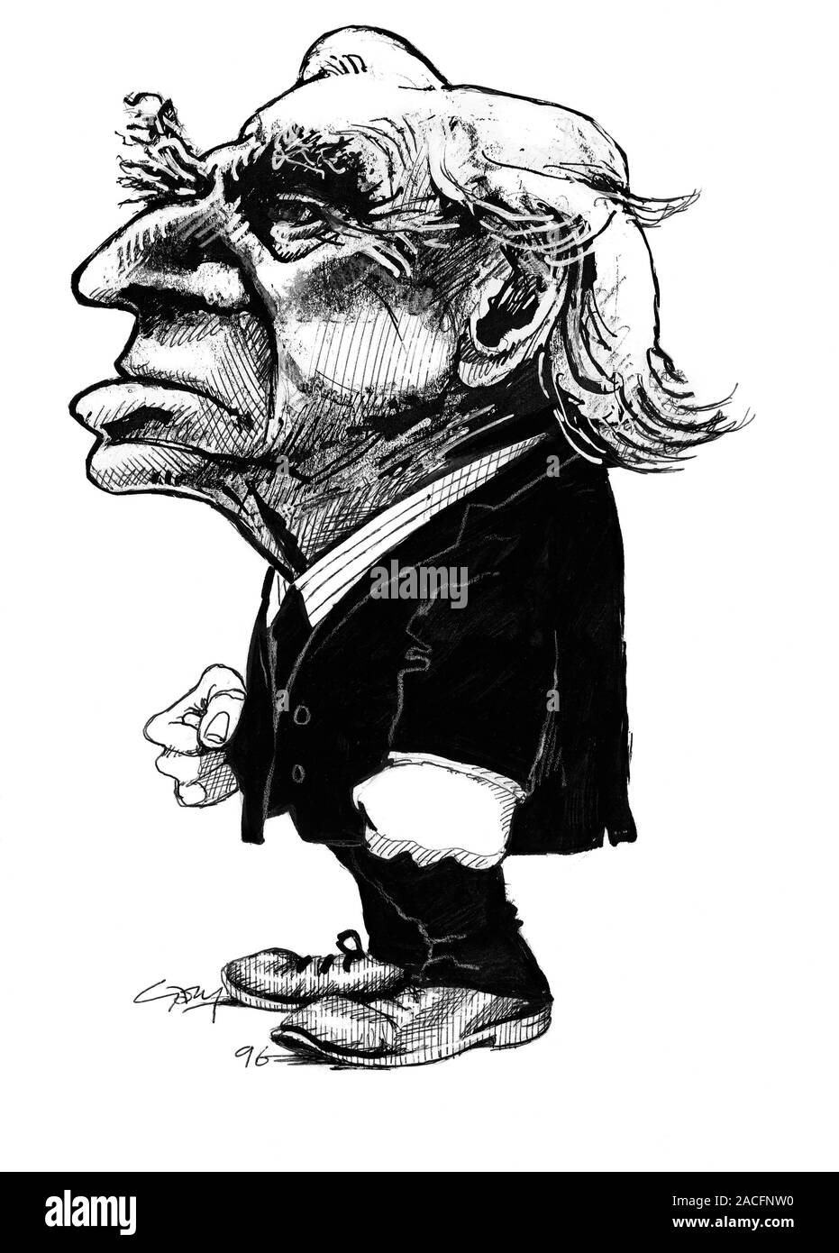 Bertrand Russell. Caricature of the British mathematician and ...