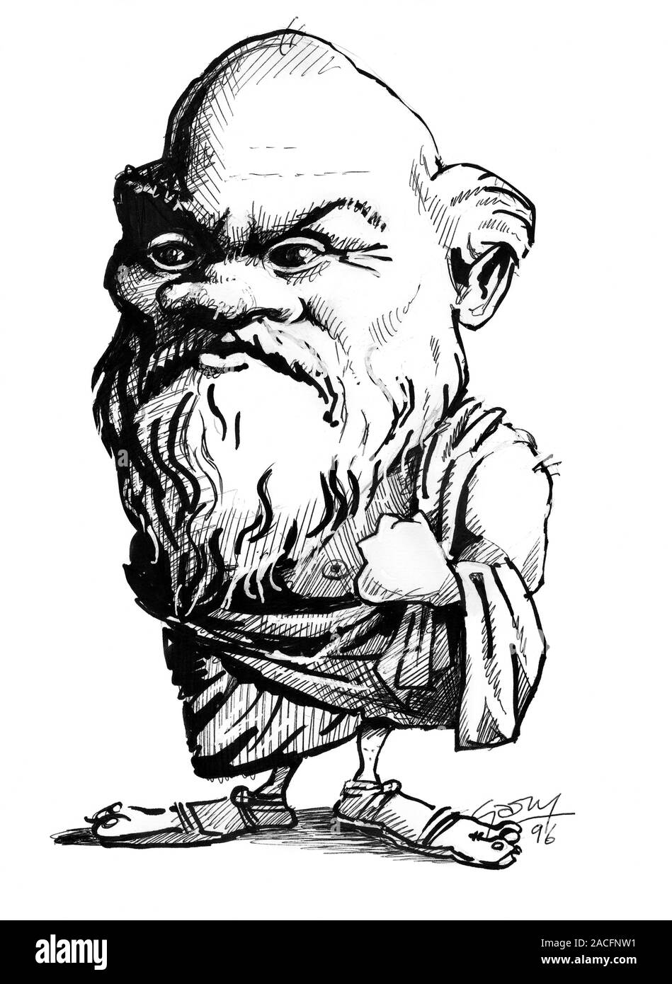 Socrates. Caricature of the Ancient Greek philosopher Socrates (c.470 ...