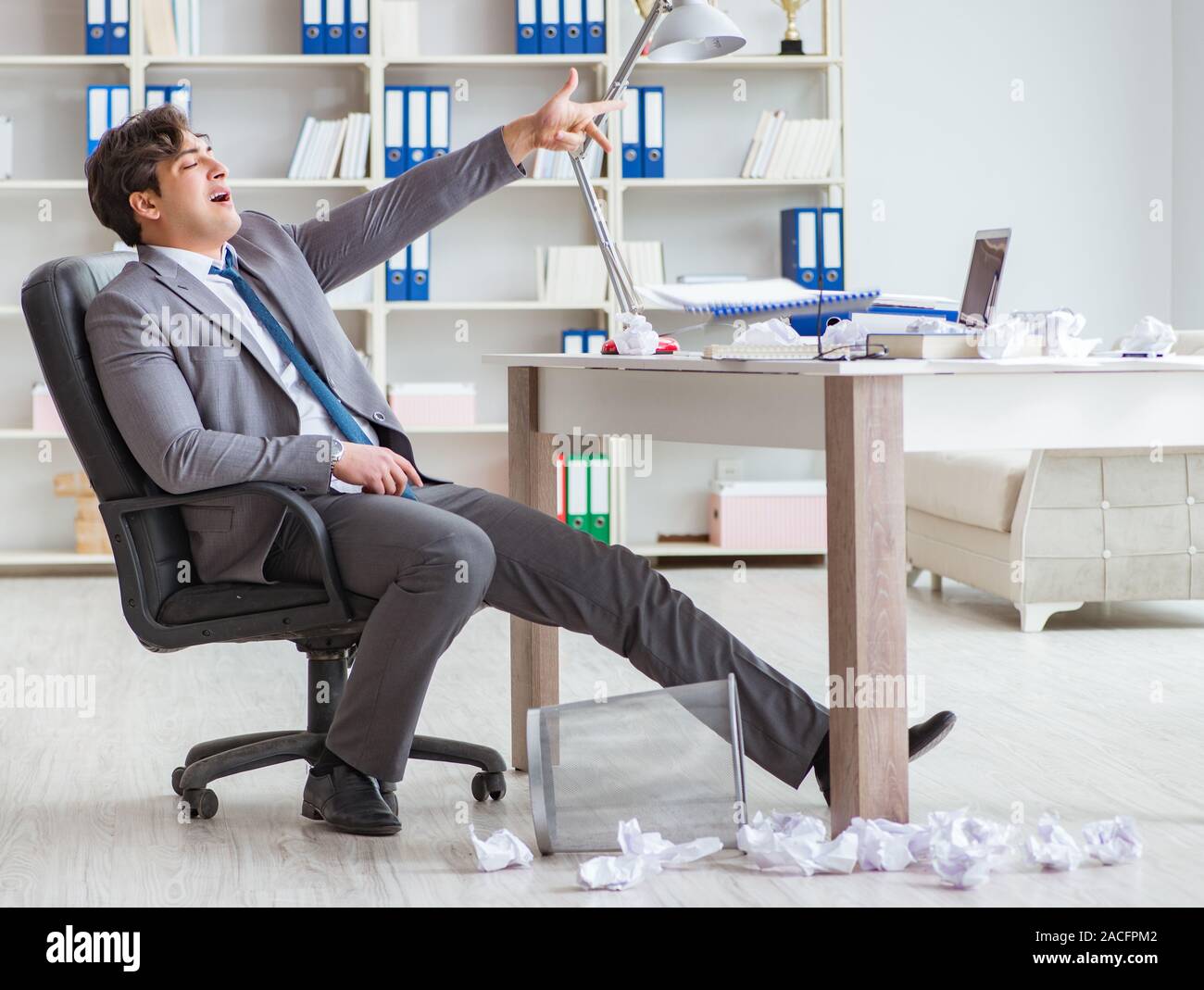 The angry businessman shocked working in the office fired sacked Stock ...