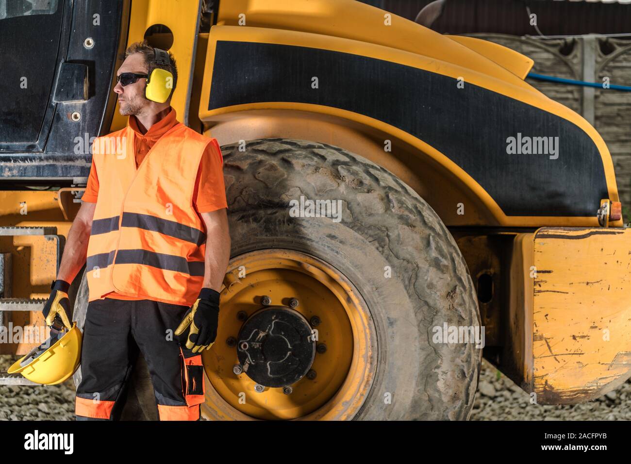 Road Building Industrial Theme. Heavy Construction Equipment Operator ...