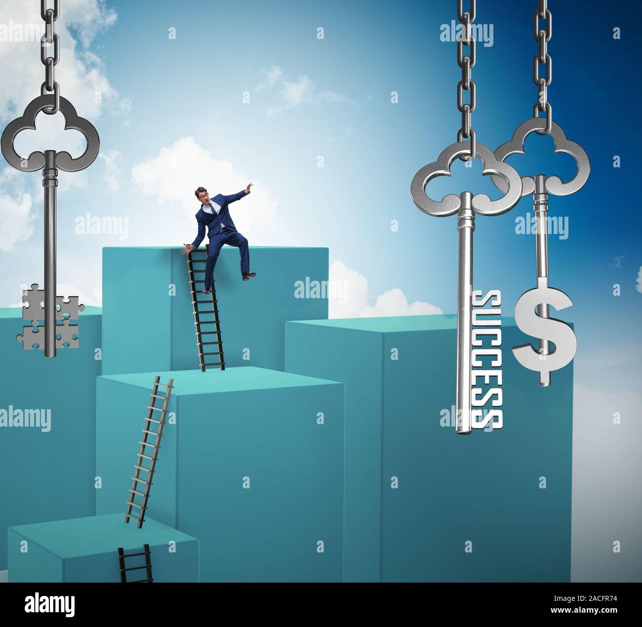 The businessman in key to financial success concept Stock Photo - Alamy