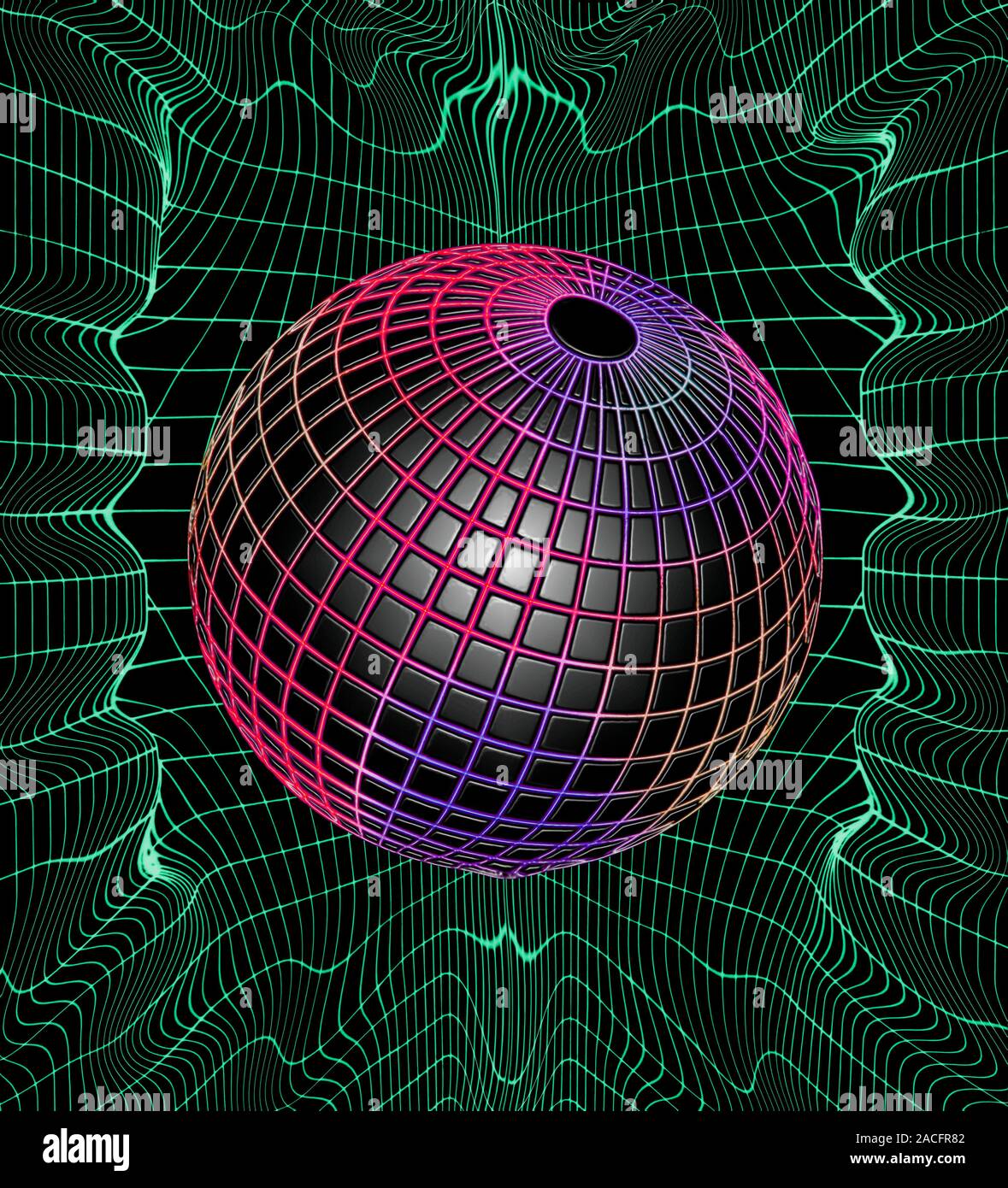 Gravitational waves. Computer artwork of a massive object in space ...