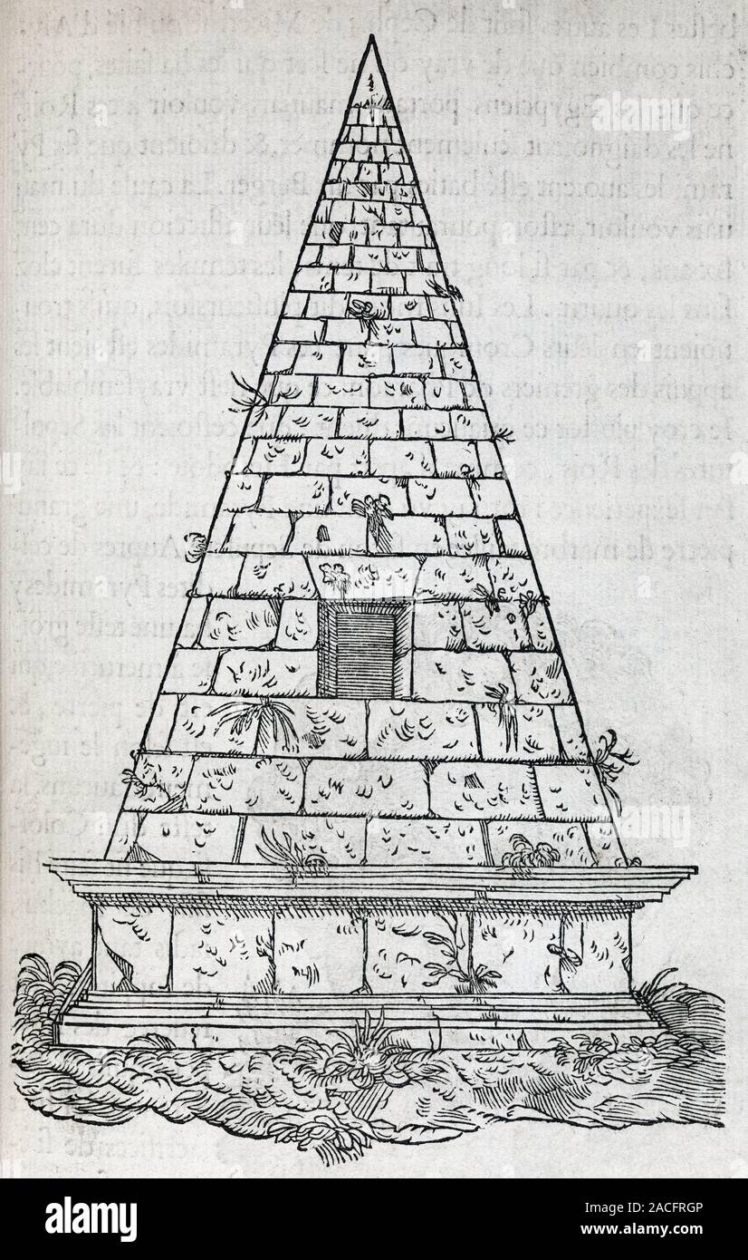 Pyramid, 16th century artwork. Numerous ancient monuments worldwide ...