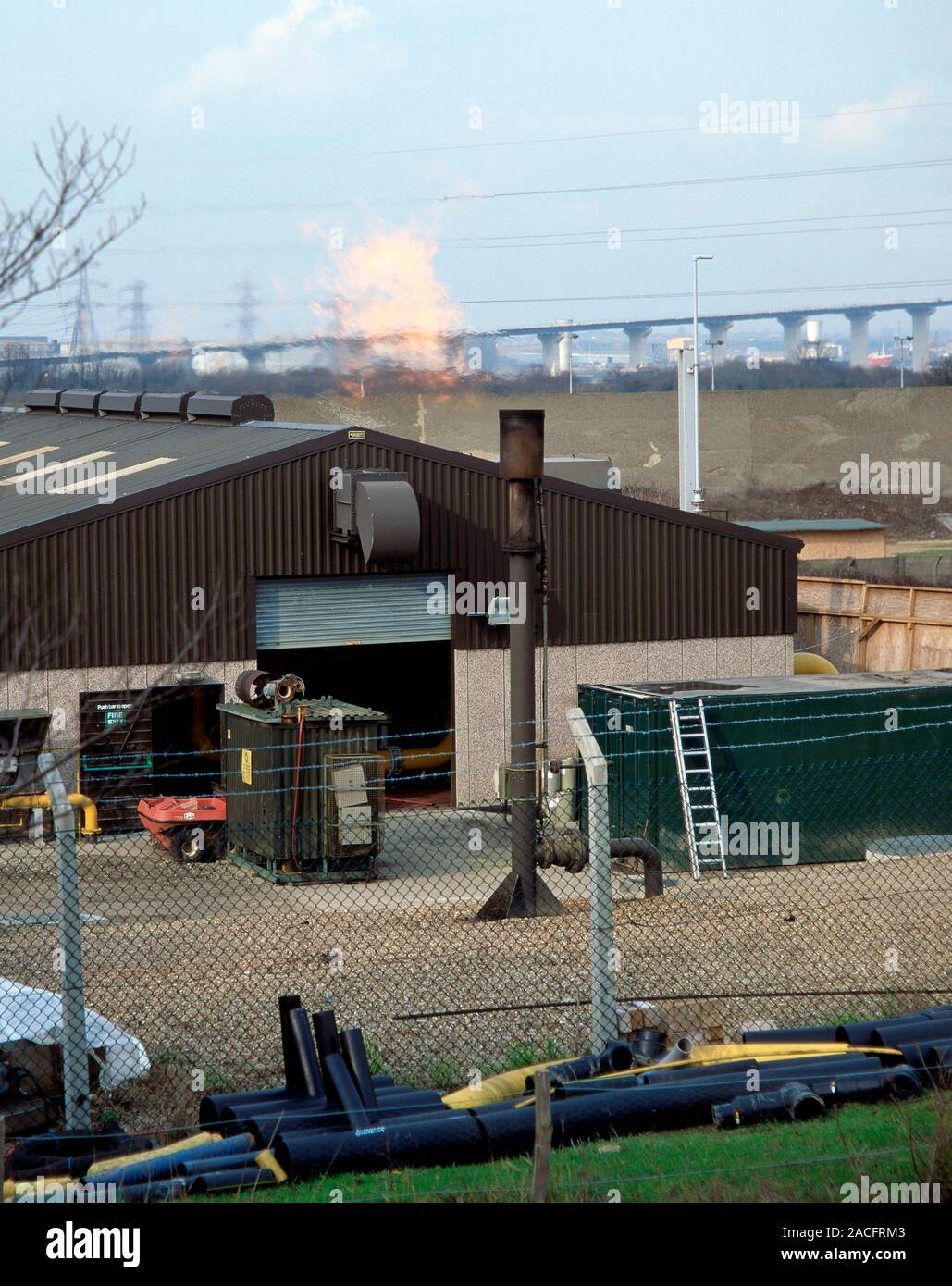 Landfill gas power station. This power plant is powered by the methane ...