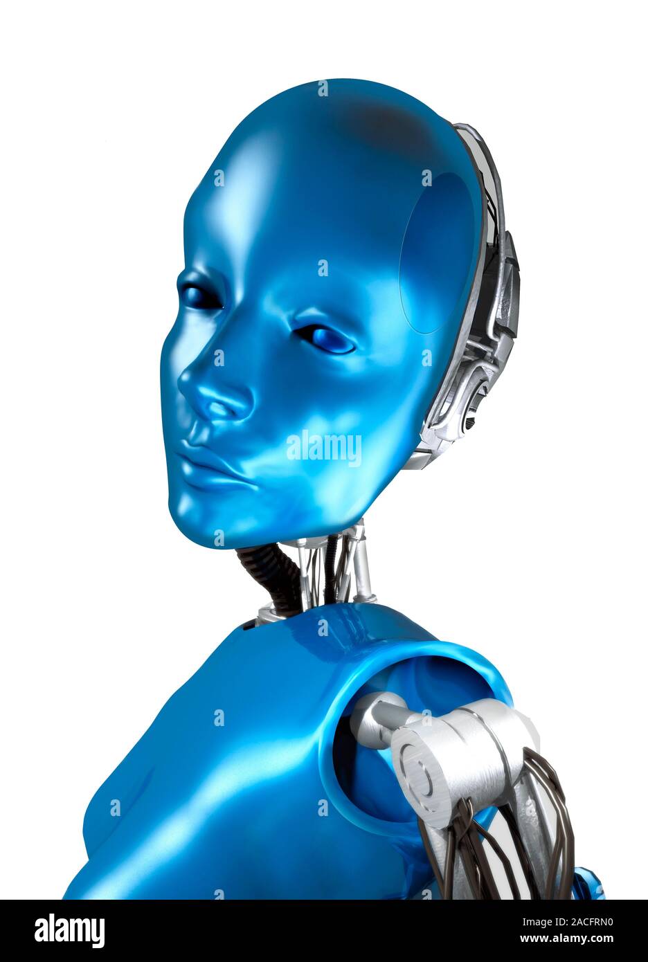 Humanoid robot. Computer artwork of a robot that resembles a female ...