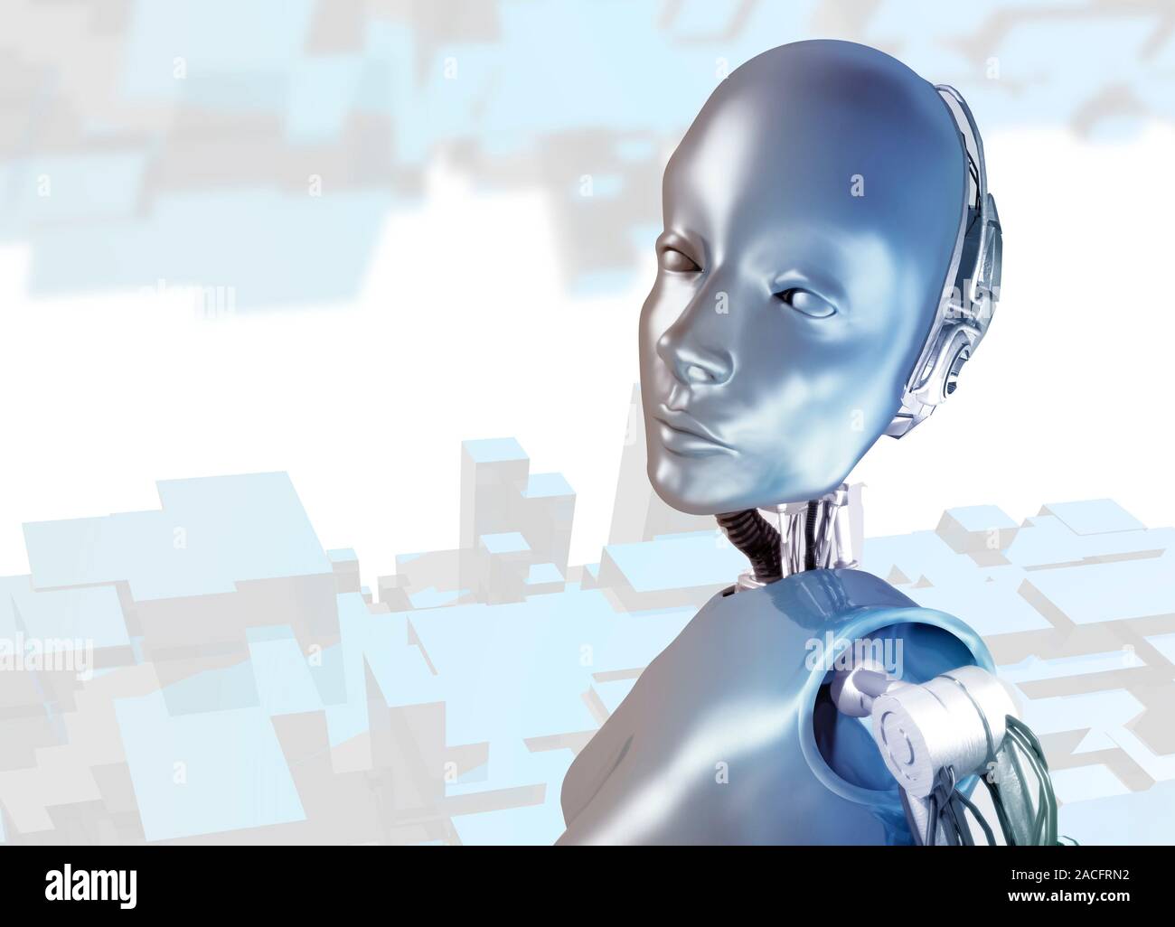 Humanoid robot. Computer artwork of a robot that resembles a female ...