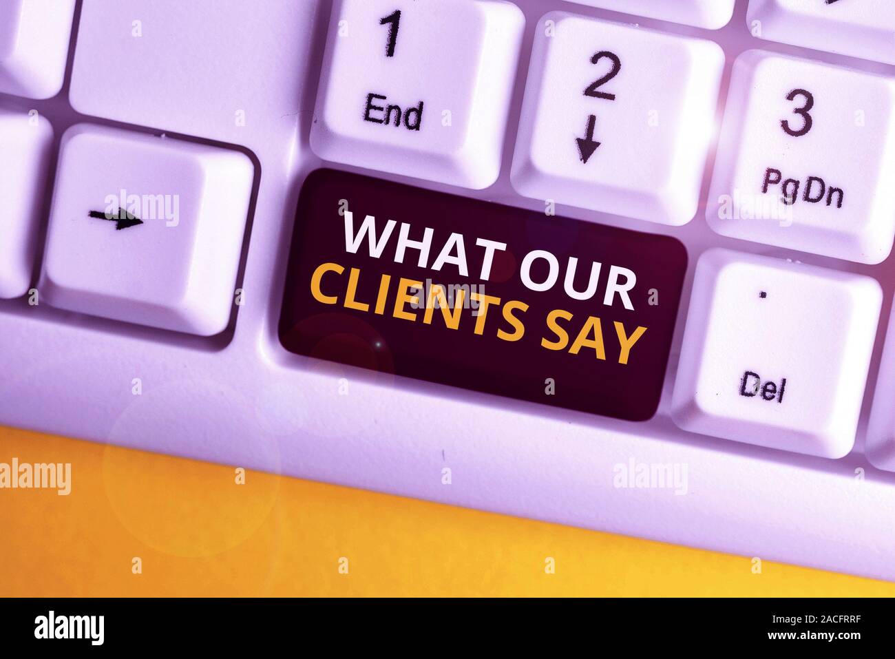 Conceptual hand writing showing What Our Clients Say. Concept meaning ...