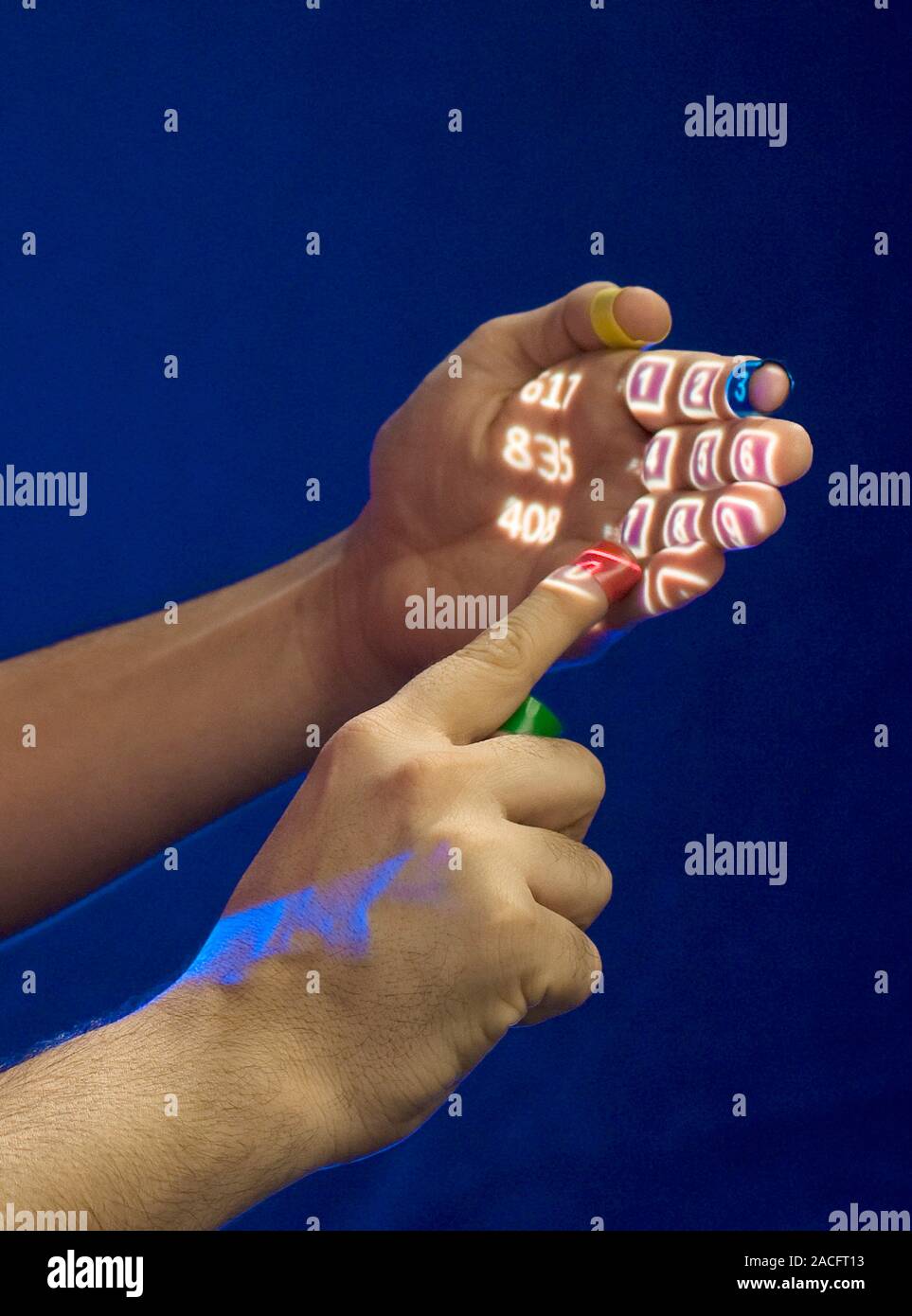 SixthSense wearable computer display. Digital image of a number pad ...