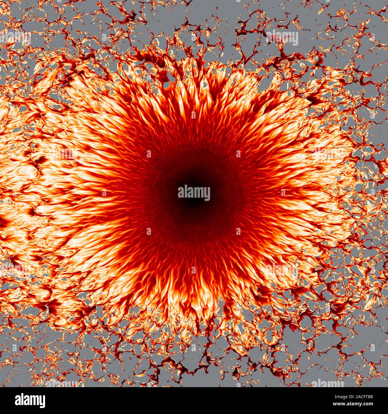 Sunspot, computer model. Sunspots are cooler regions of the Sun's ...