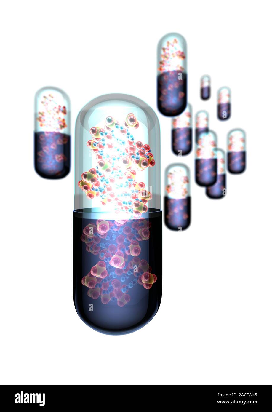 Gene therapy. Conceptual computer artwork of gene therapy, showing drug ...