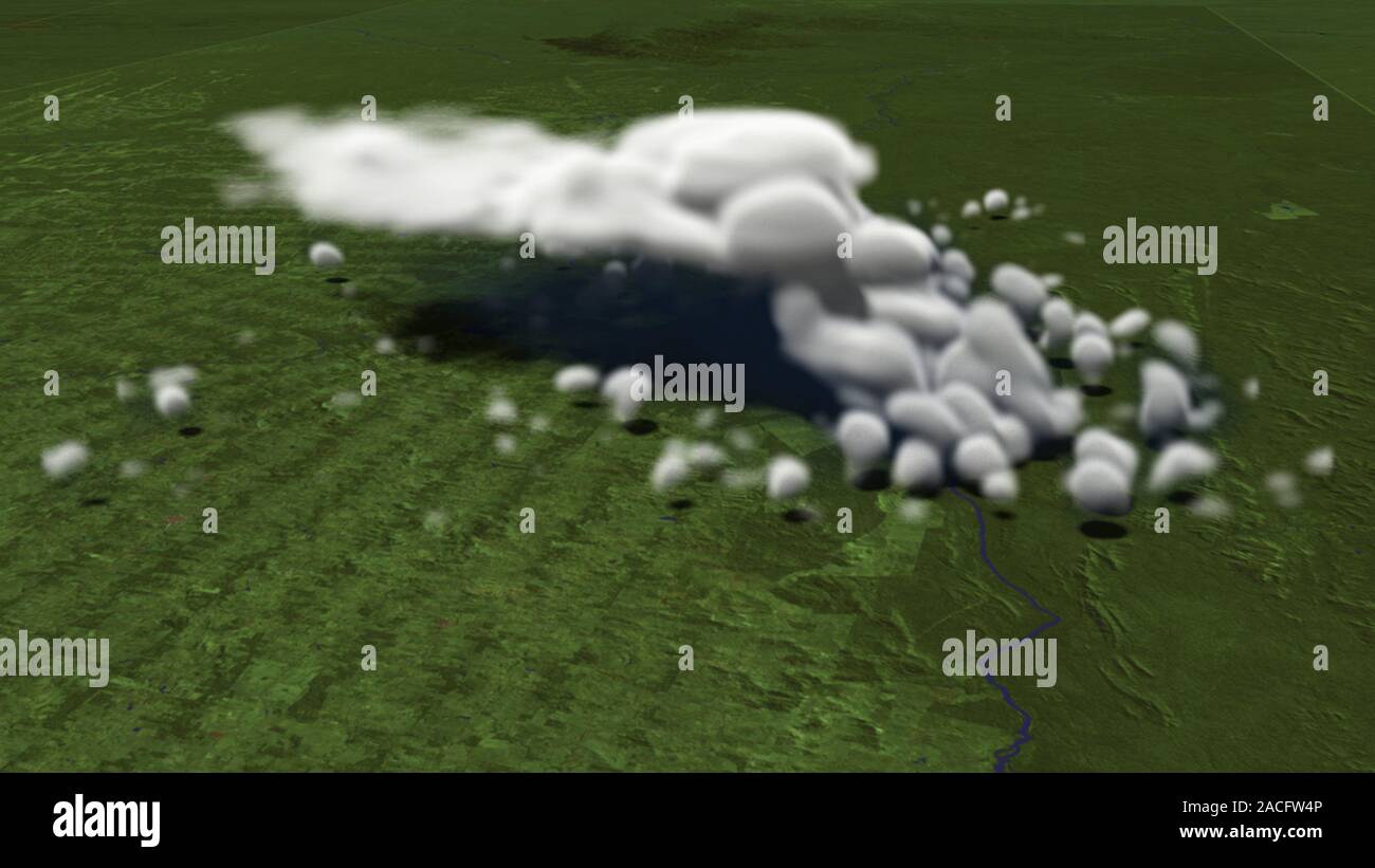 Convective cloud simulation. 3-D supercomputer simulation of convective ...