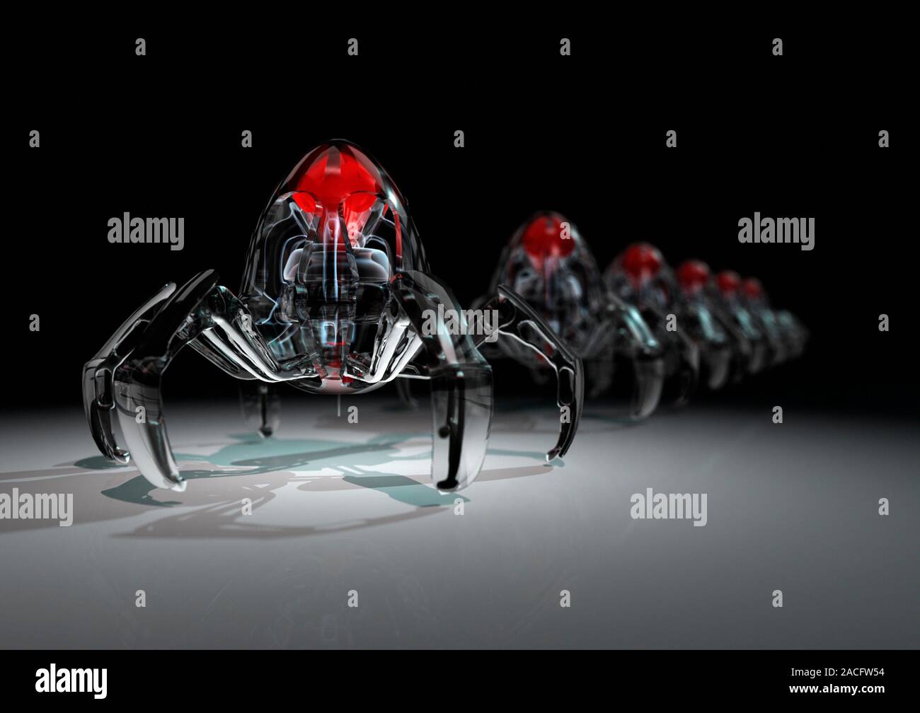 Nanorobots, computer artwork. Nanotechnology is an area of science ...