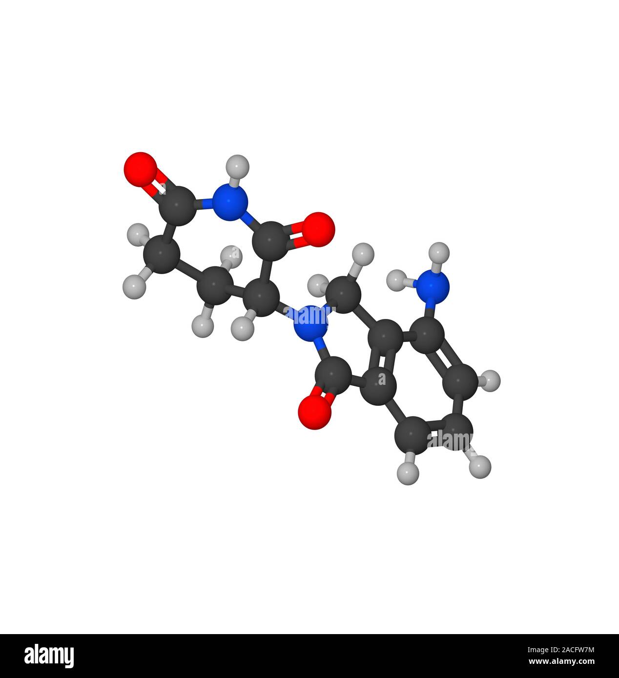 Bone marrow cancer drug molecule. Molecular model of lenalidomide, a ...