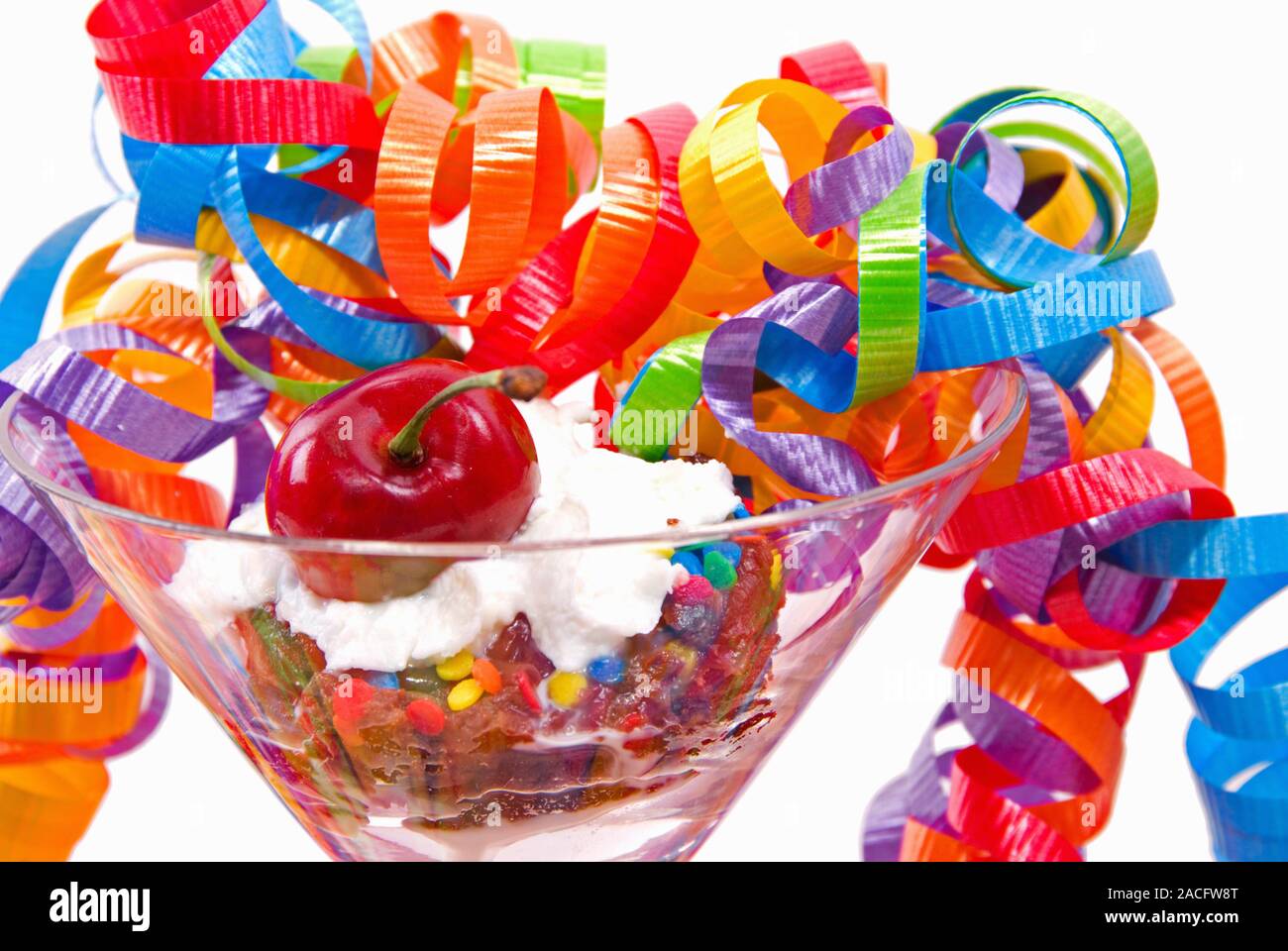 Colorful party ribbons makes this a fun and festive dessert made with ...