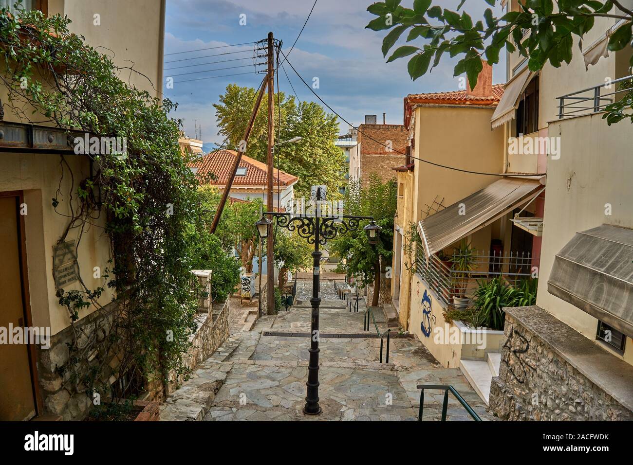Urban view of the center of Lamia city, Greece. Architectural buildings ...