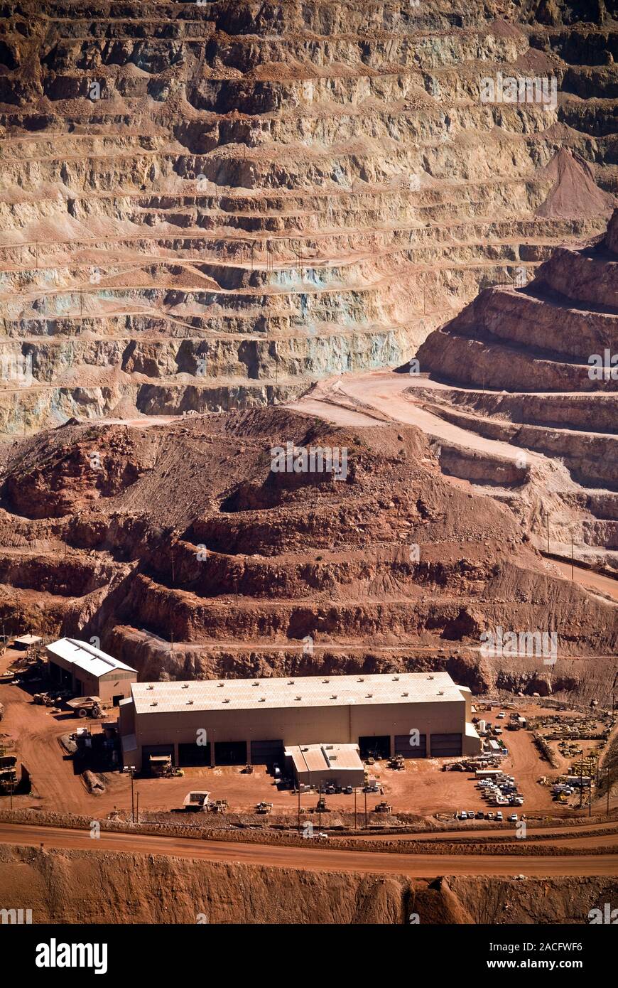 Copper mine buildings. This is the Phelps Dodge copper mine in Morenci ...