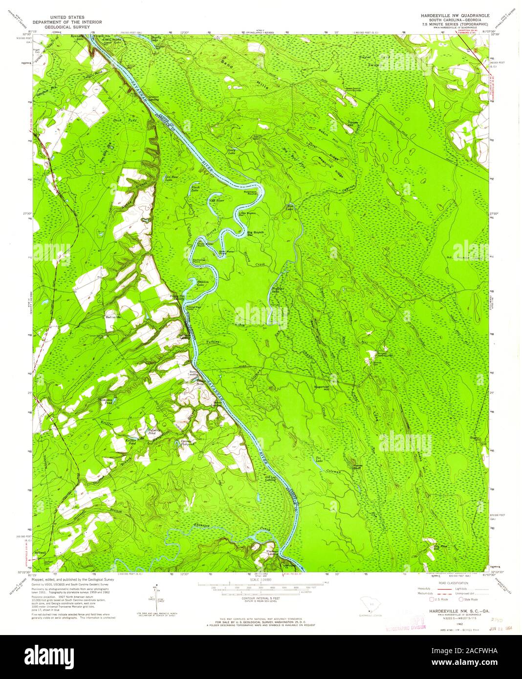 USGS TOPO Map South Carolina SC Hardeeville NW 261083 1962 24000 ...