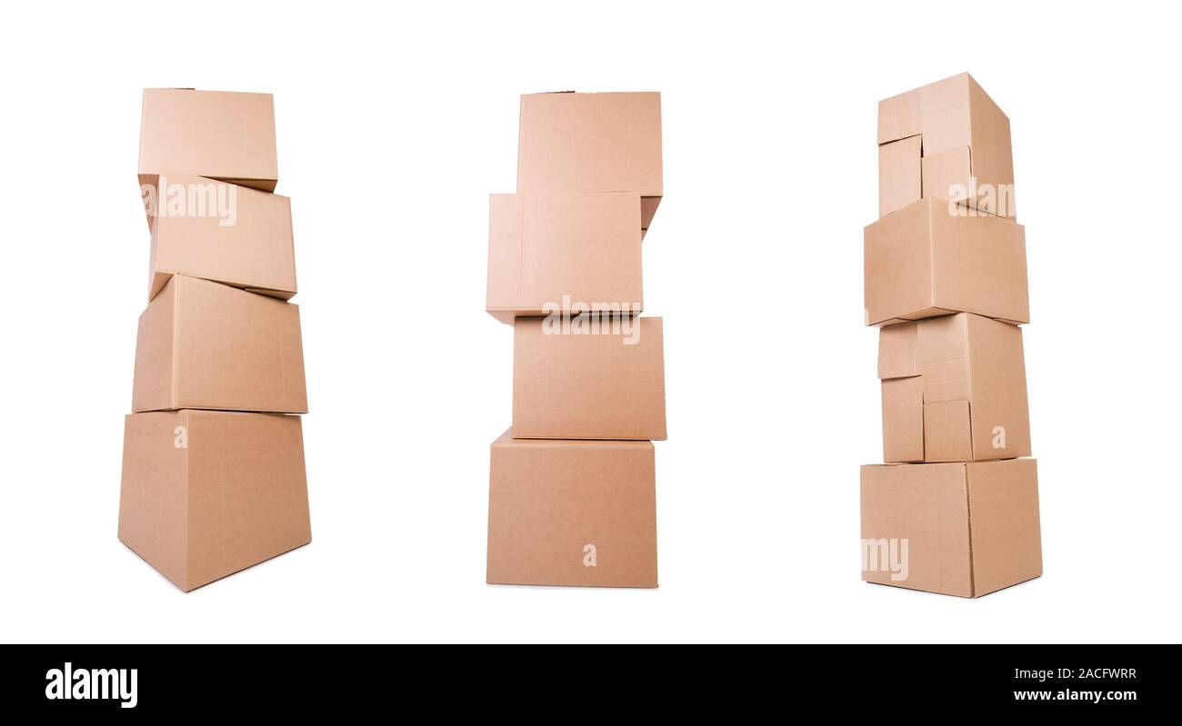 The set of boxes isolated on white Stock Photo - Alamy